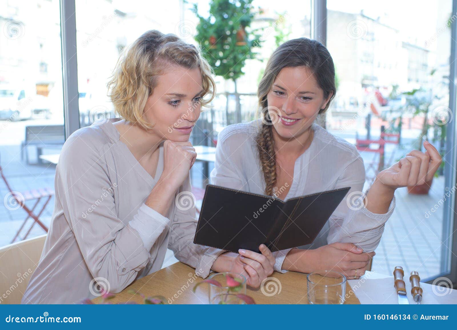Two Cute Friends Having Lunch Stock Photo - Image of conversation ...