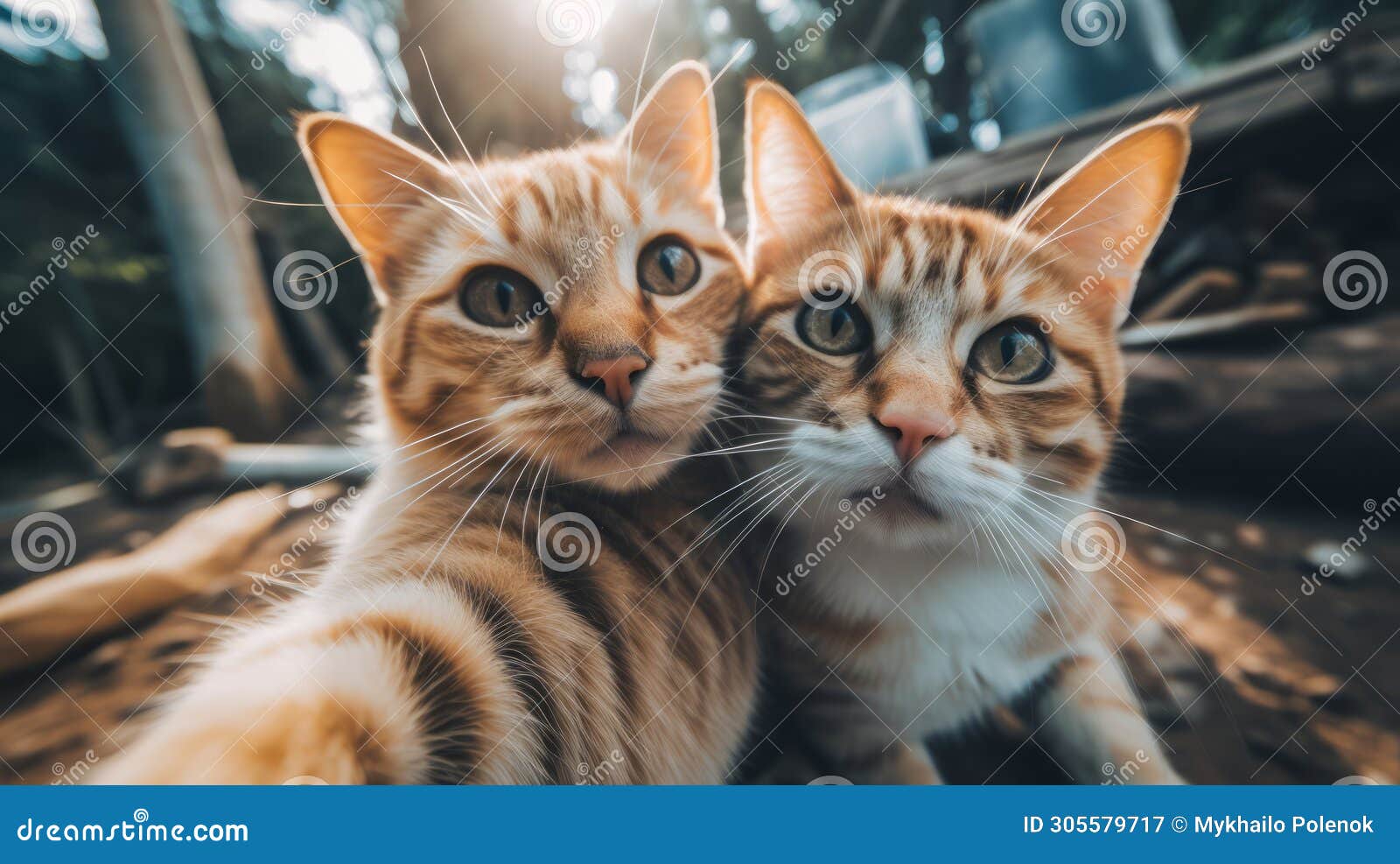 Two Cute Funny Cats Take a Selfie. Neural Network AI Generated Stock ...