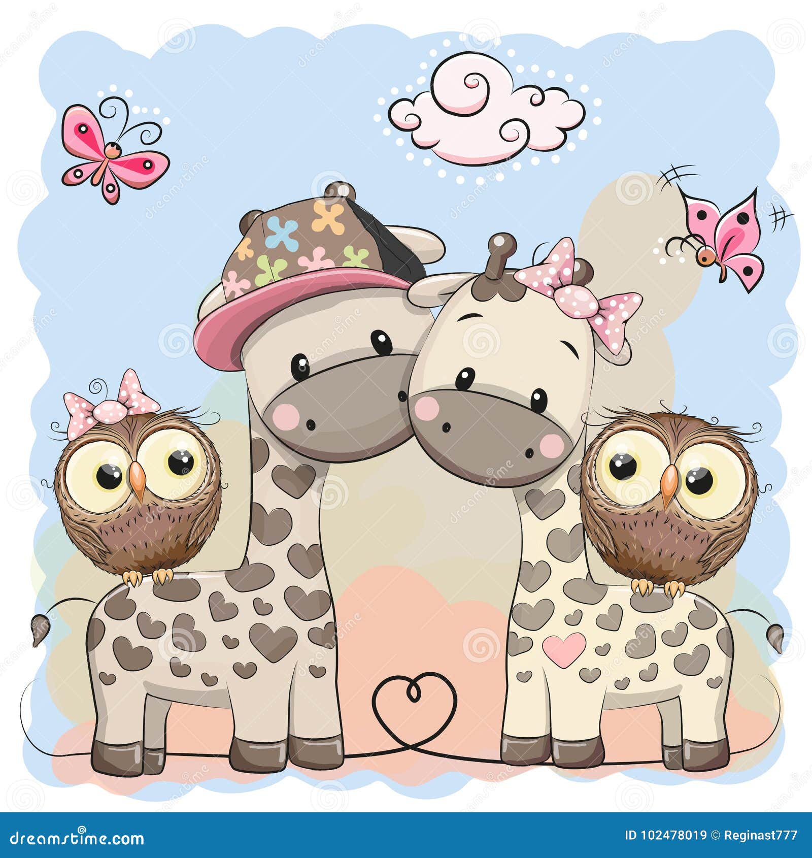 Two Cute Giraffes Cartoon Vector | CartoonDealer.com #73862963