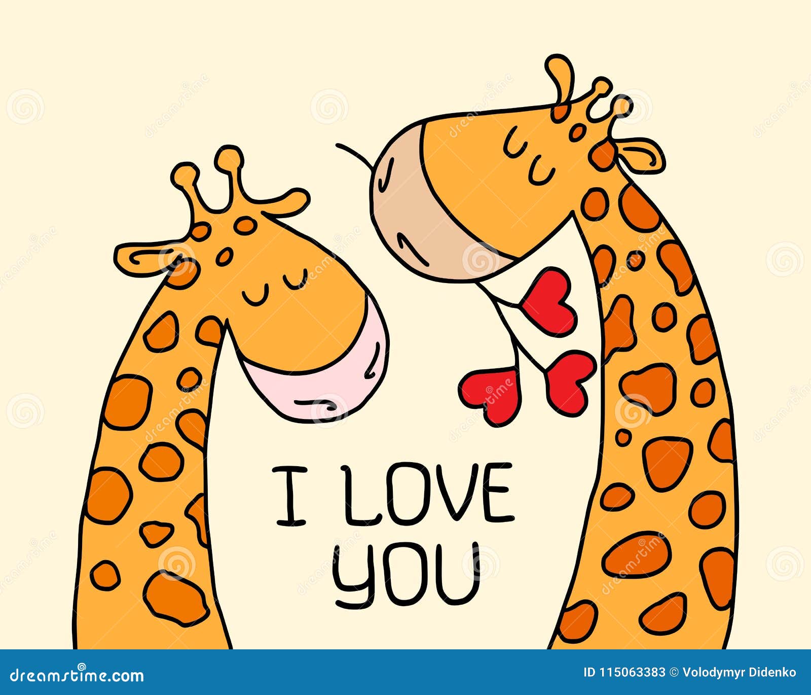 Two Cute Giraffes on Yellow Isolated Background. Cartoon Love Card ... Two Cute Giraffes on Yellow Isolated Background. Cartoon Love Card ...