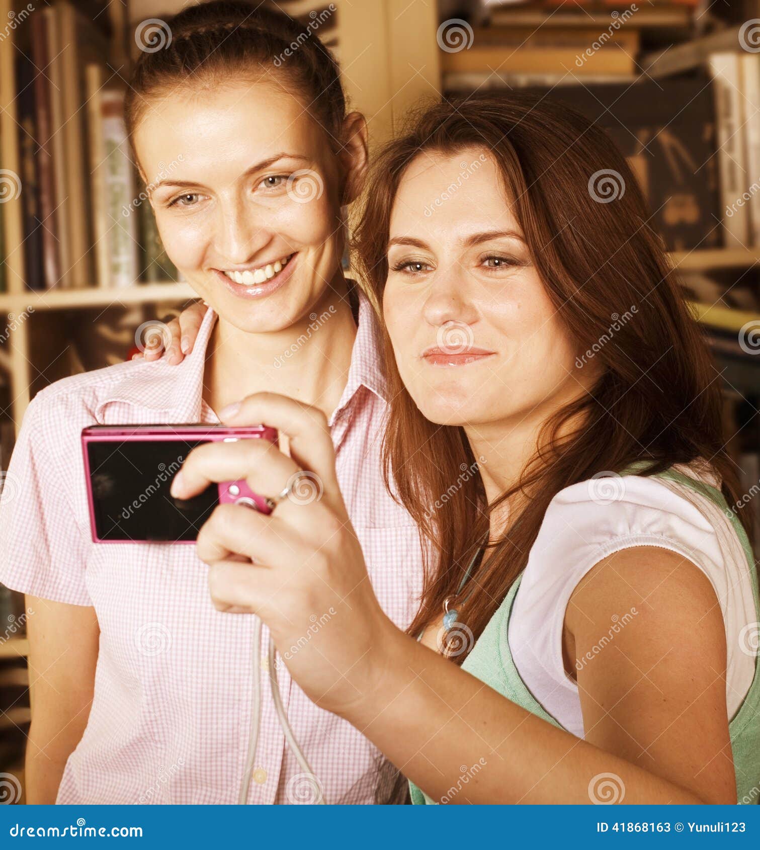 Two Cute Girlfriends Taking Photo of Themselves Stock Image - Image of ...