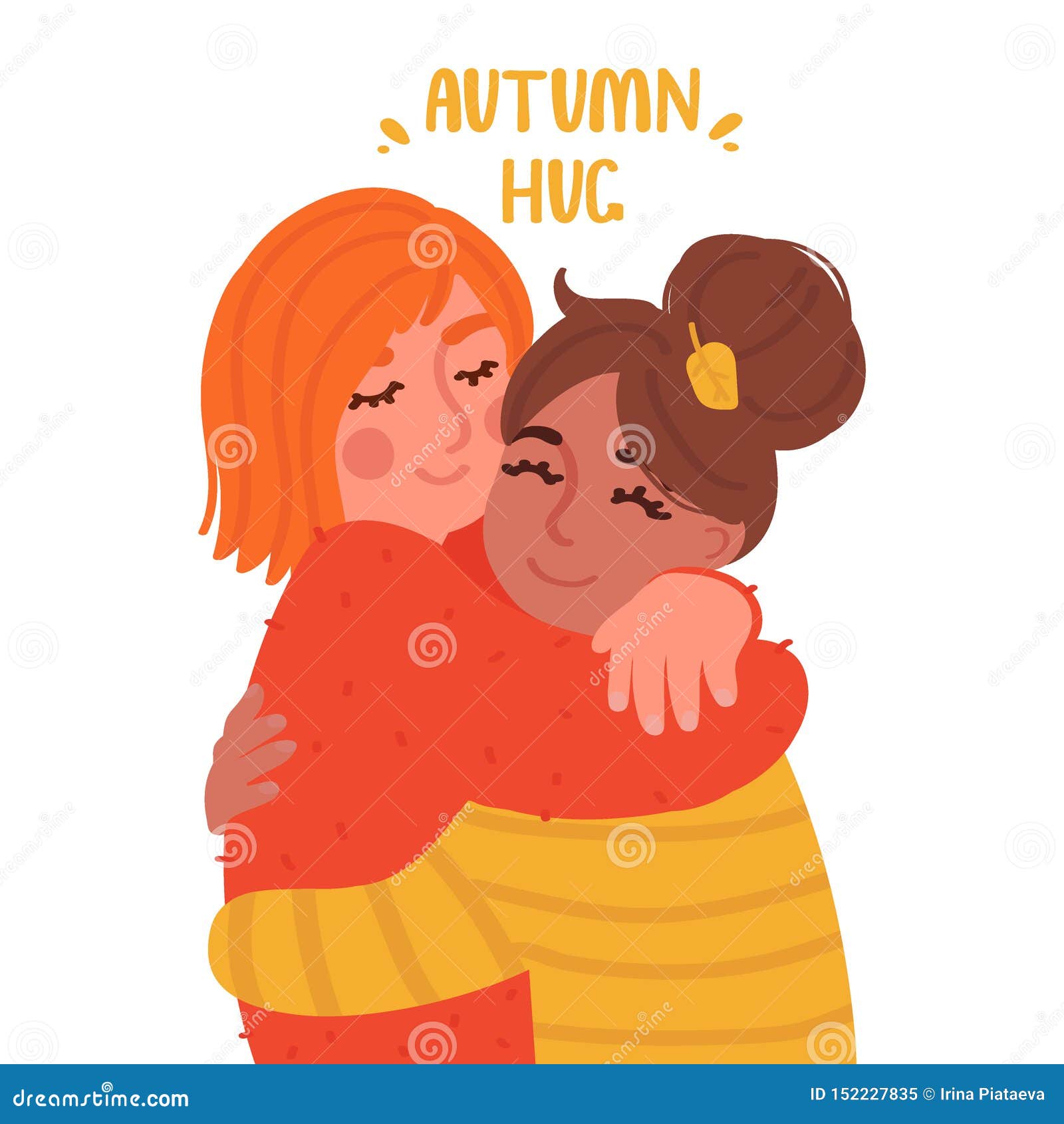 Two Cute Girls Hugging. Cartoon Style Characters. Vector Illustration ... Two Cute Girls Hugging. Cartoon Style Characters. Vector Illustration ...