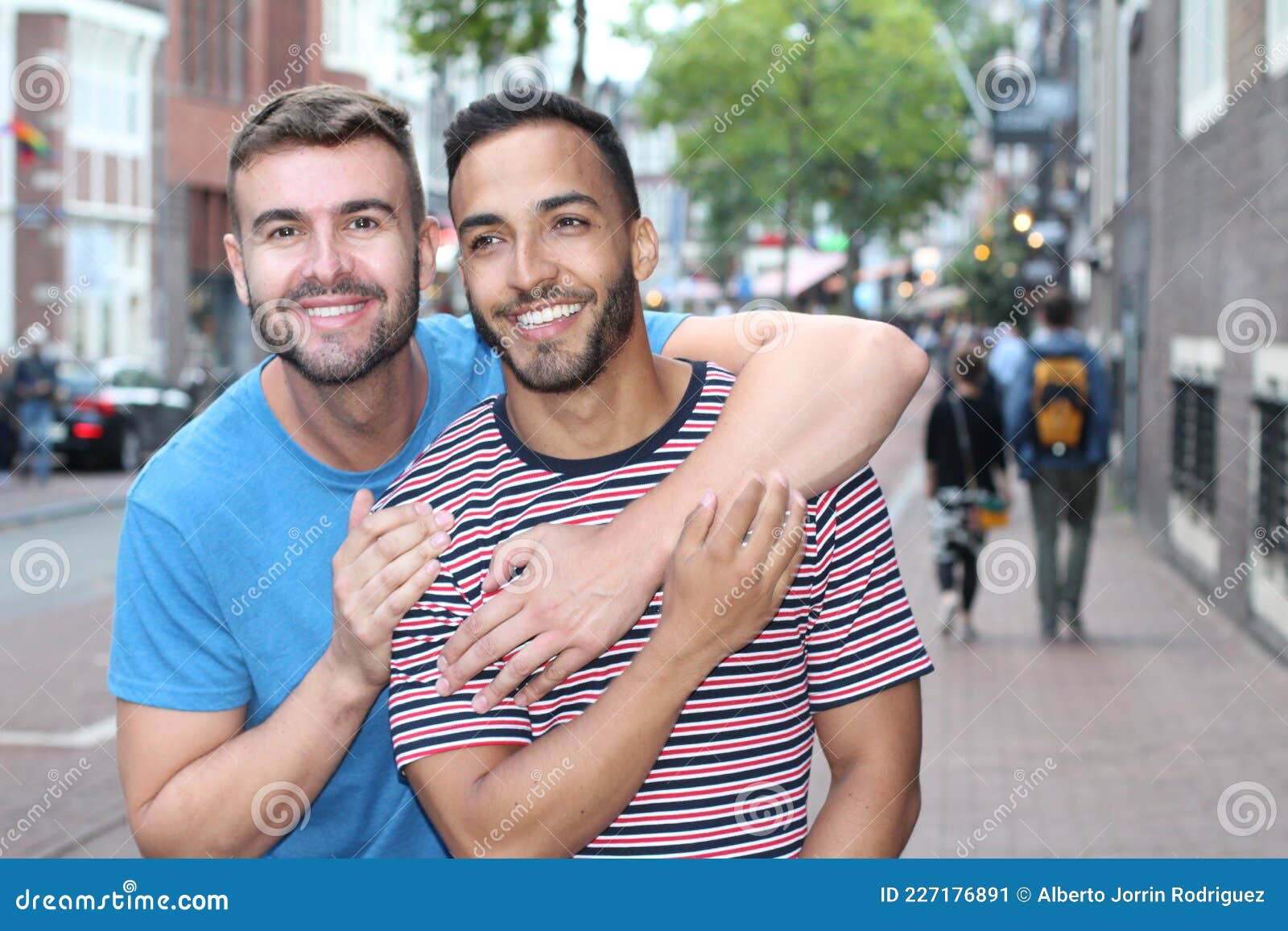 Two Cute Guys Showing Affection Outdoors Stock Image - Image of ...