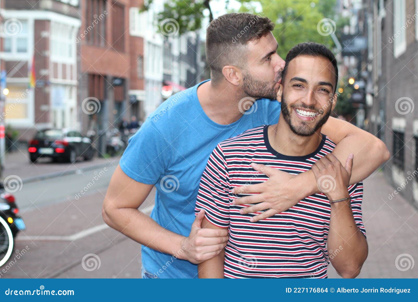 Two Cute Guys Showing Affection Outdoors Stock Photo - Image of ...
