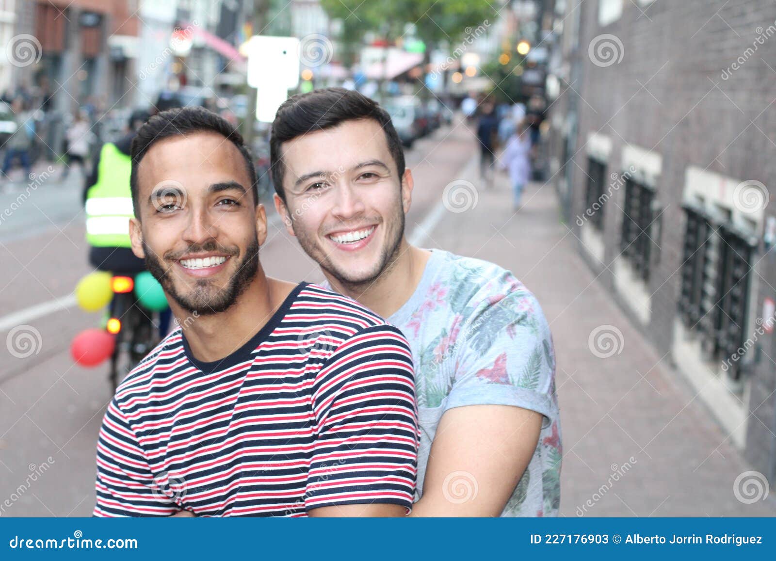 Two Cute Guys Showing Affection Outdoors Stock Image - Image of ...