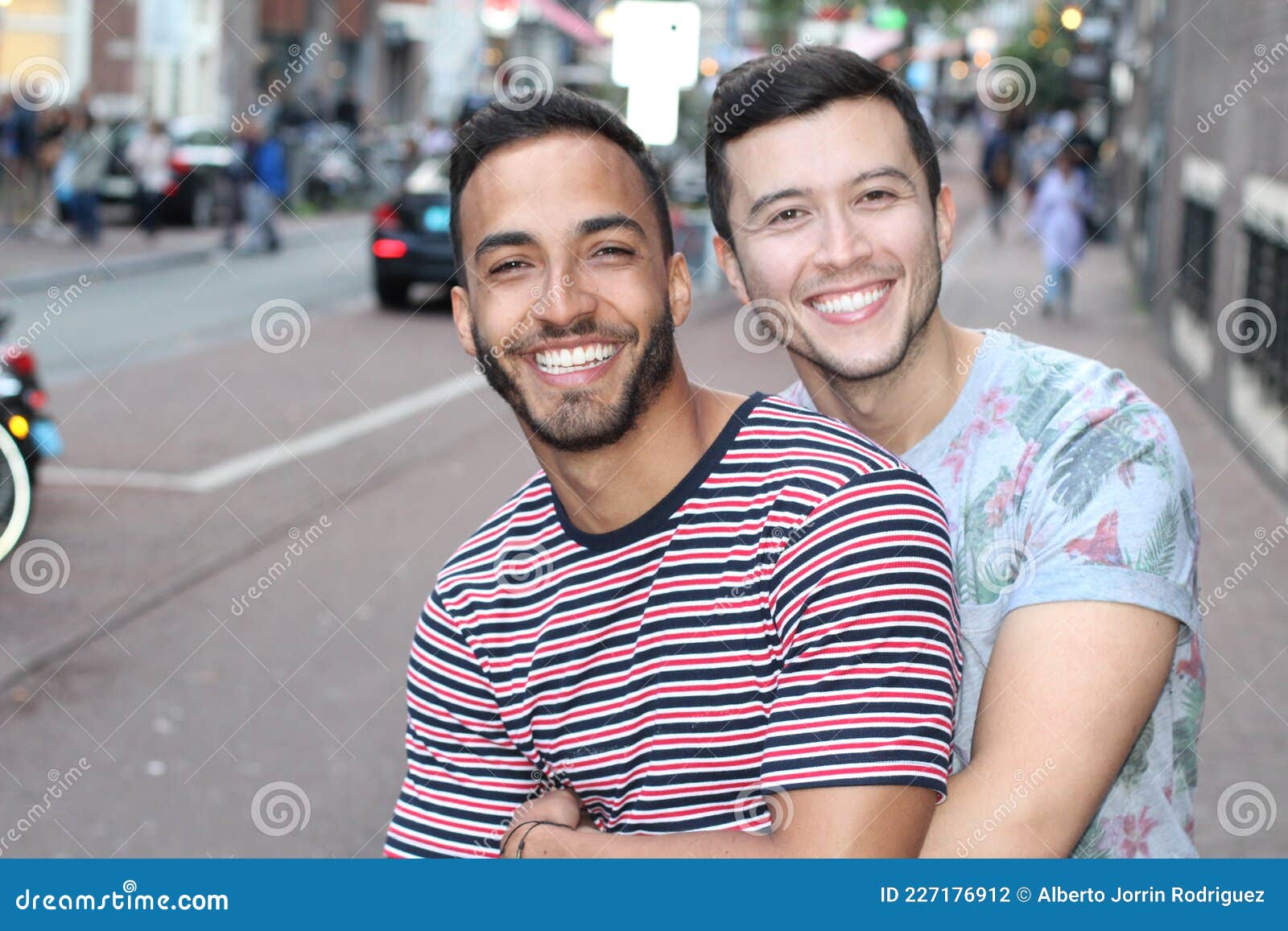 Two Cute Guys Showing Affection Outdoors Stock Photo - Image of ...