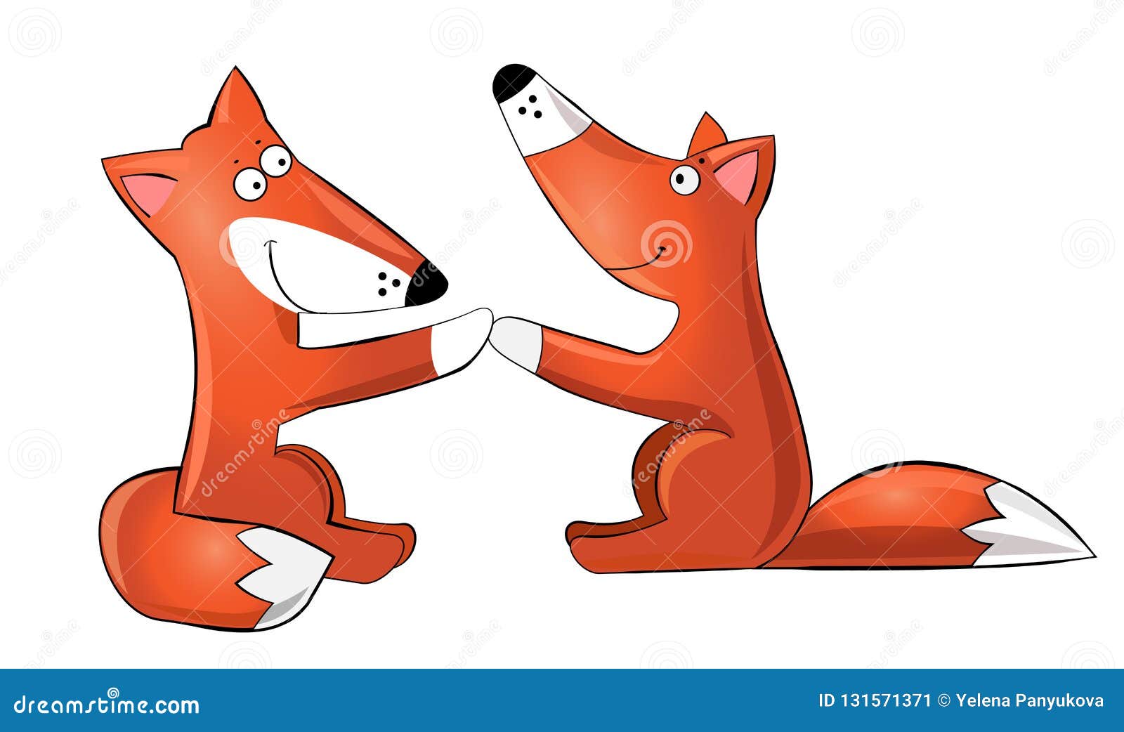 Two Cute Hand-drawn Cartoon Foxes, Veector Illustration.Cartoon ...
