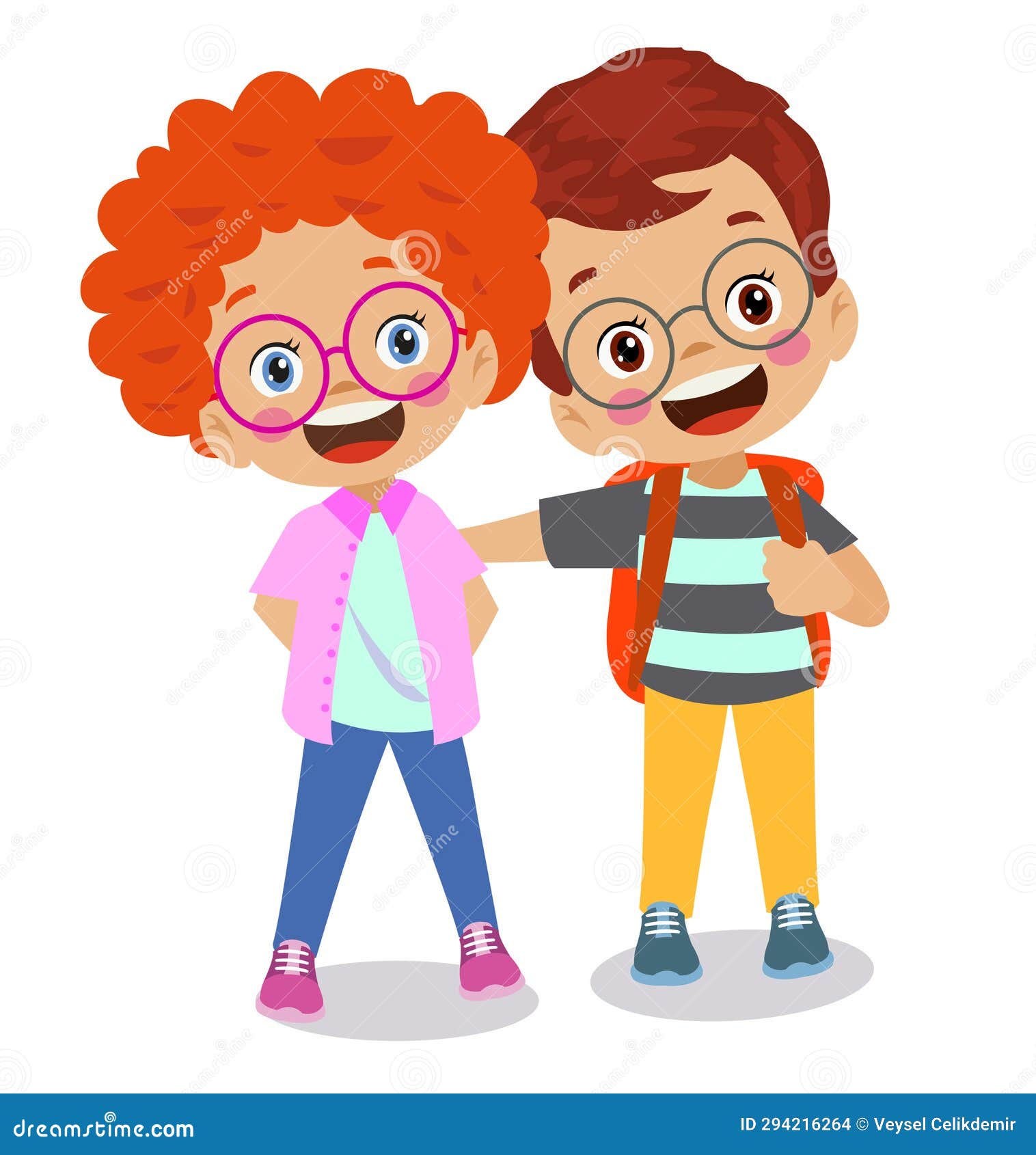 Two Friends Sit Side By Side At A Table As They Excitedly Share Their ...