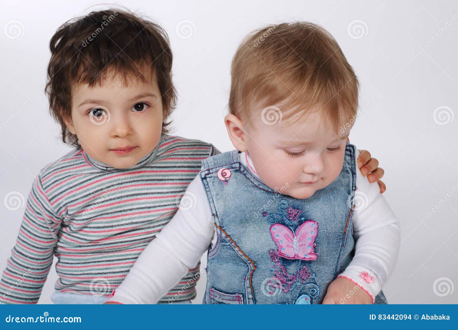 Two Cute Hugging Children on White Stock Photo - Image of children ...