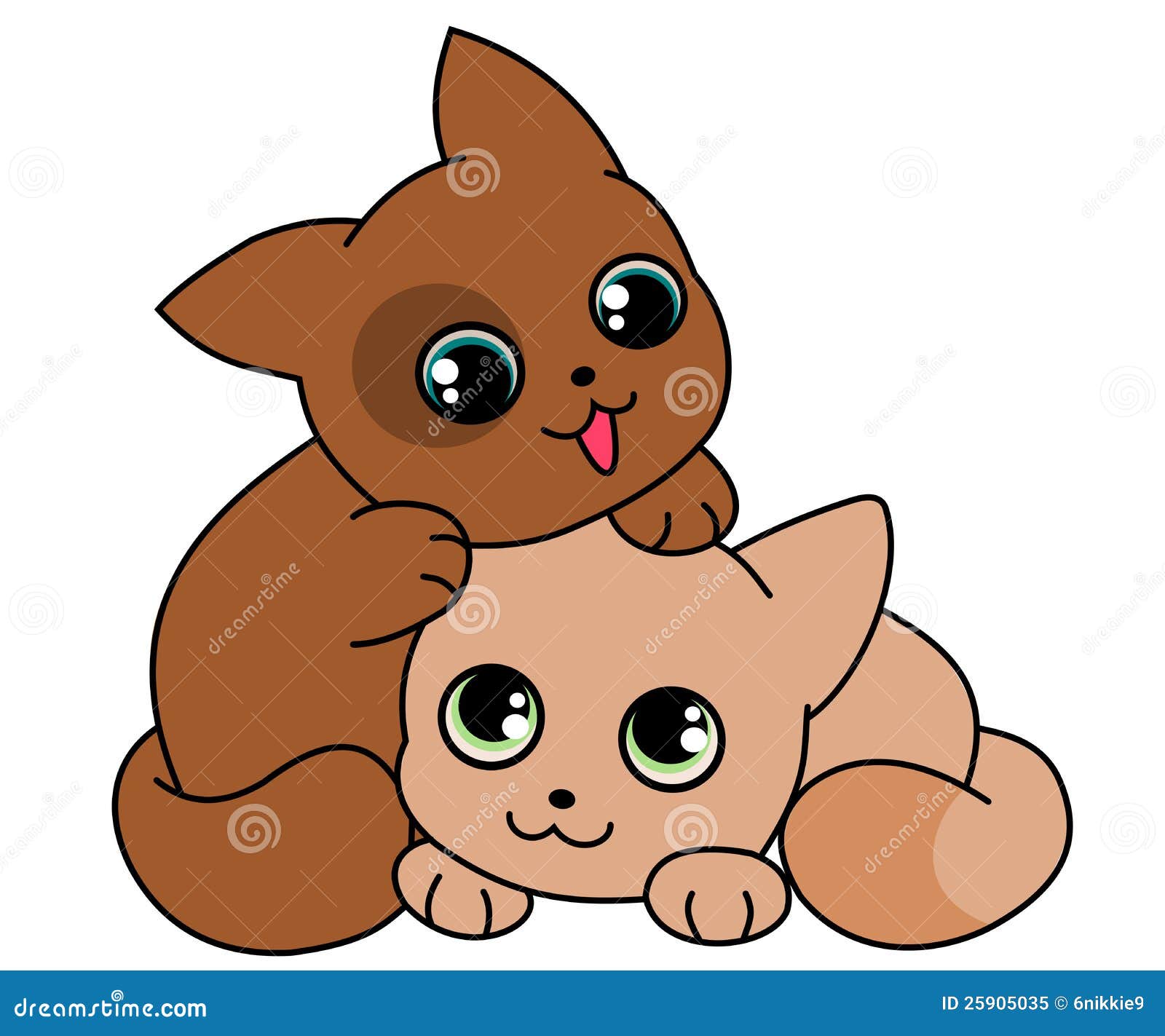 Two cute kittens stock illustration. Illustration of smiling - 25905035