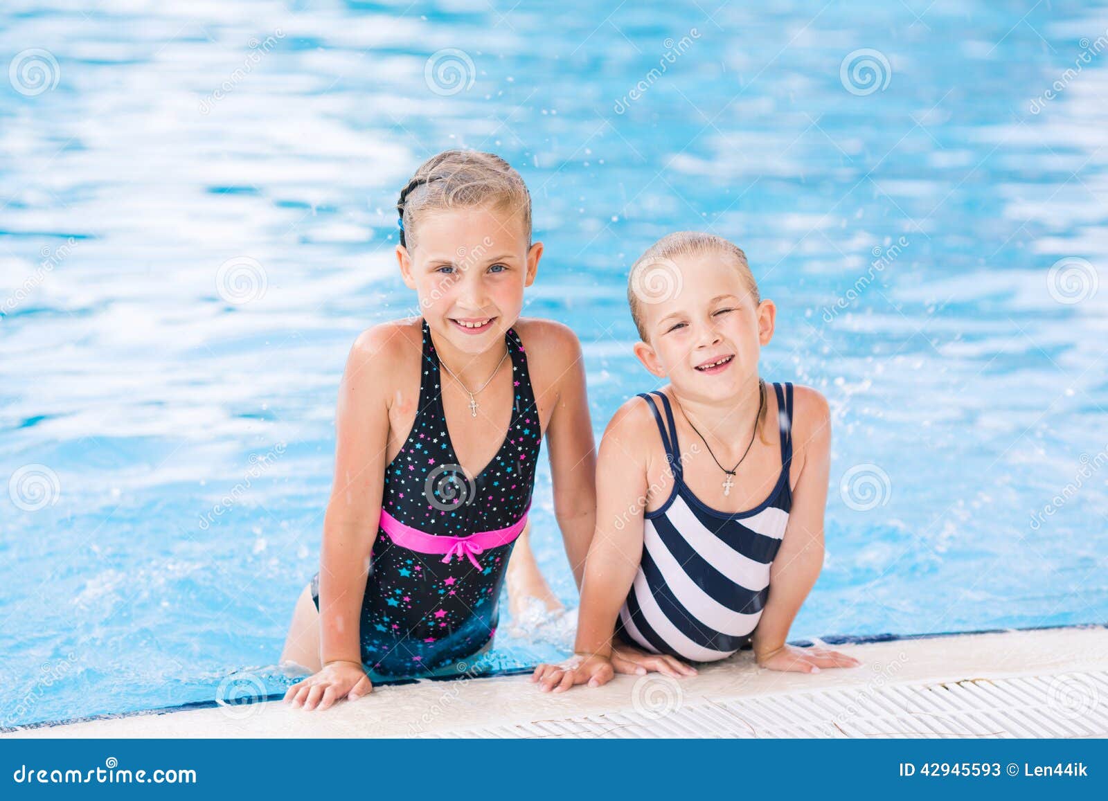 Two Cute Little Girls In Swimming Pool Royalty-Free Stock Photography ...