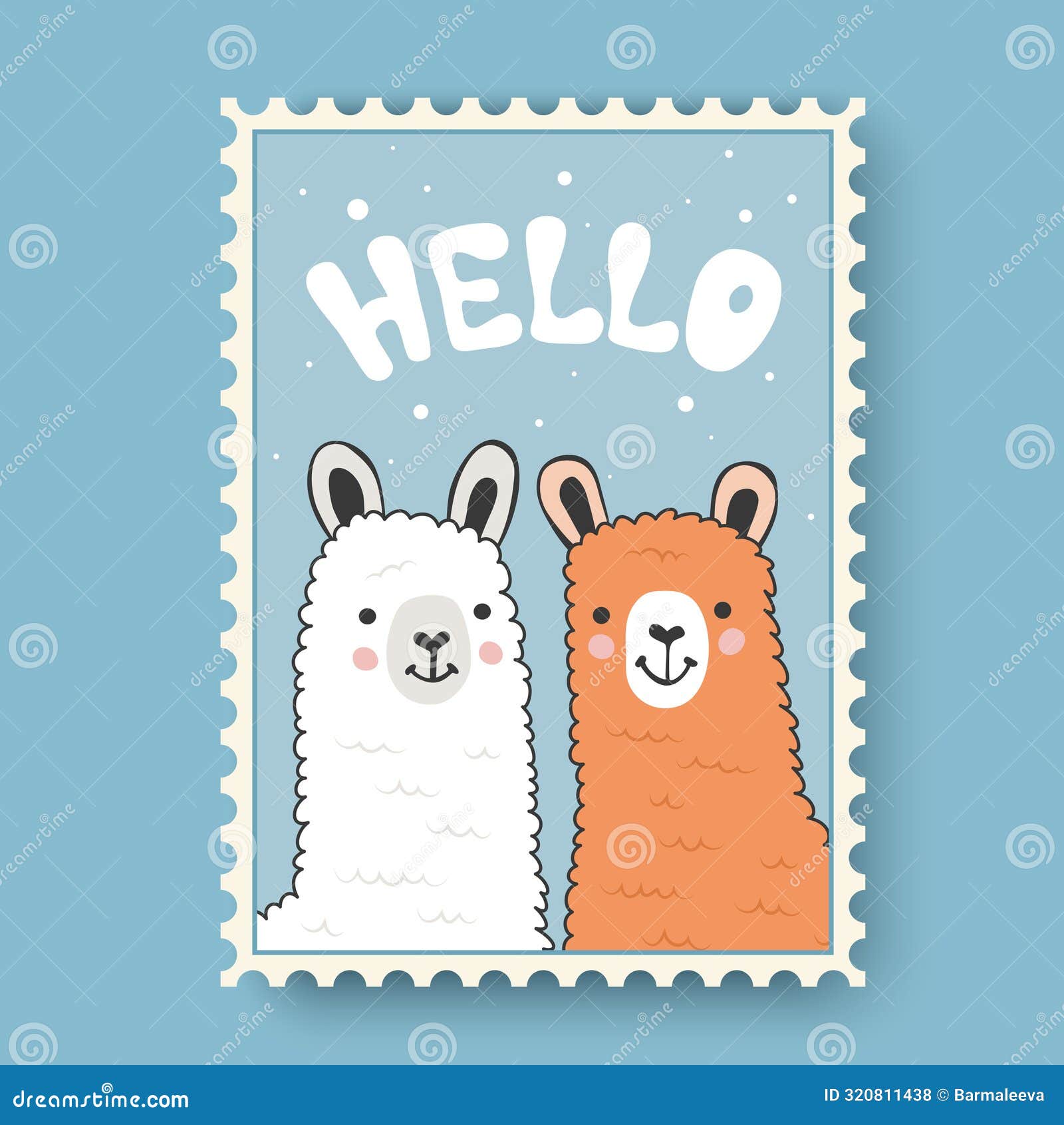Two Cute Llamas Say Hello. Concept of Friendship Stock Vector ...