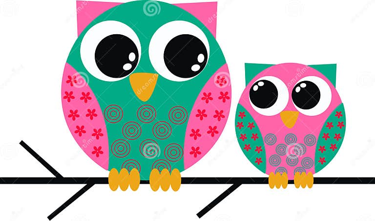 Two cute owls stock vector. Illustration of color, artwork - 22175571