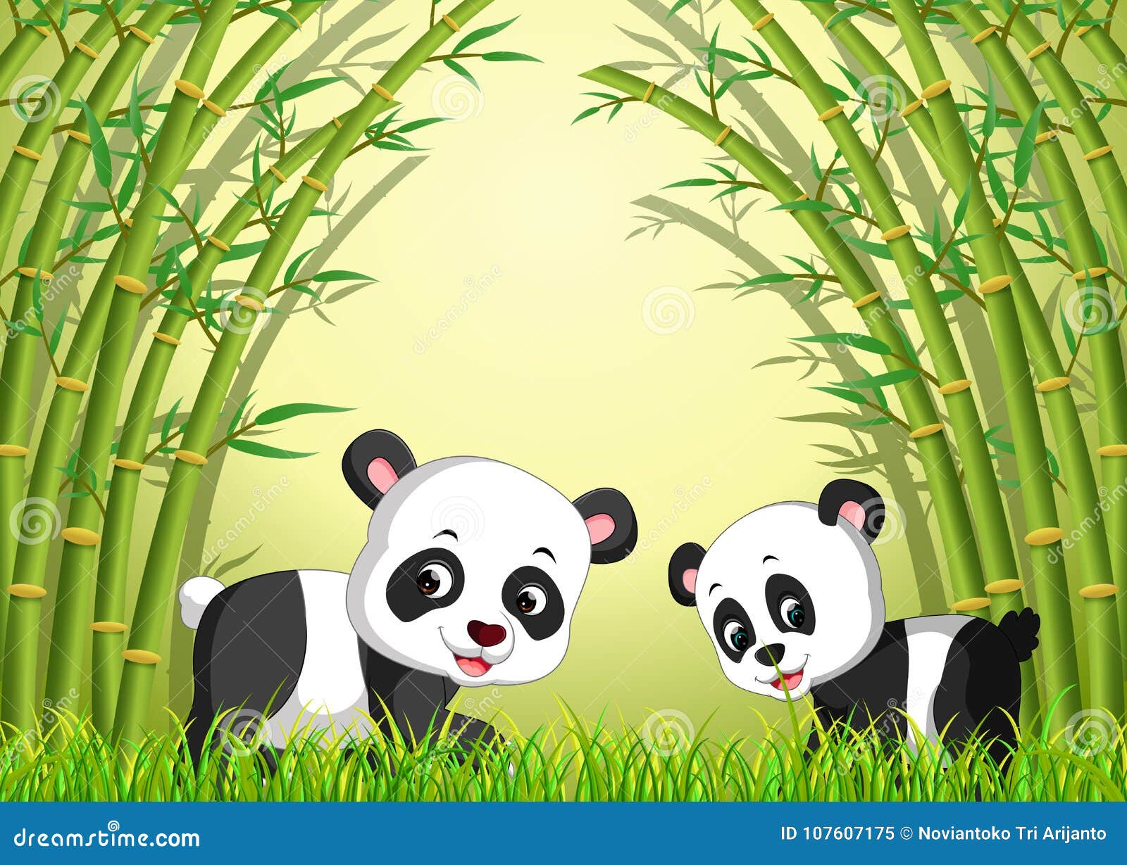Panda Bamboo Vector Illustration | CartoonDealer.com #44020592