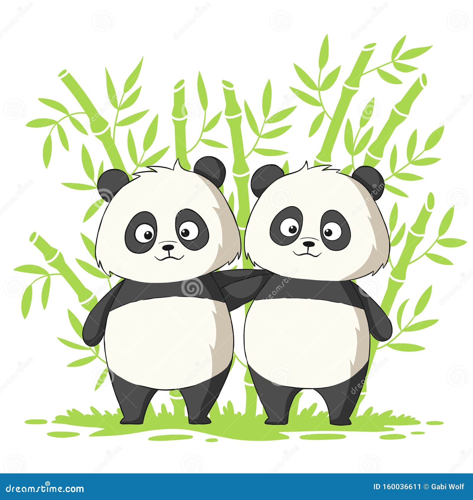 Two Cute Pandas stock vector. Illustration of plant - 160036611