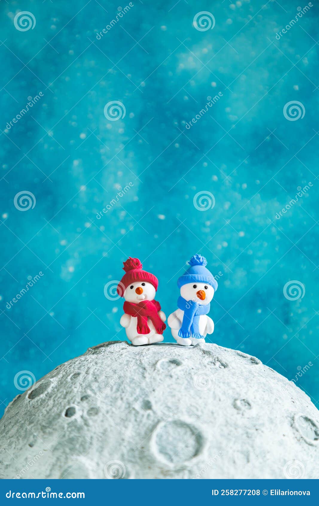 Two Cute Plasticine Snowmen on the Moon Stock Photo - Image of cute ...