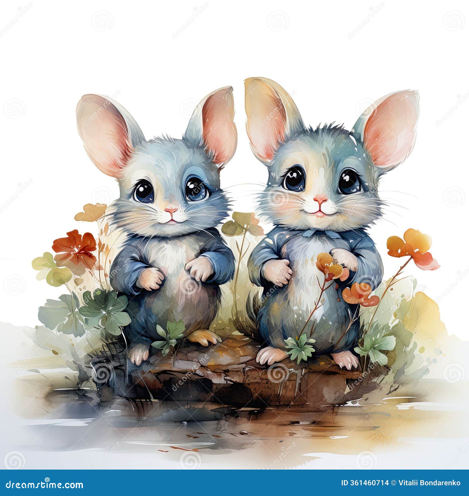 Two Rabbits Sitting On A Rock Under A Bright Full Moon In A Serene ...