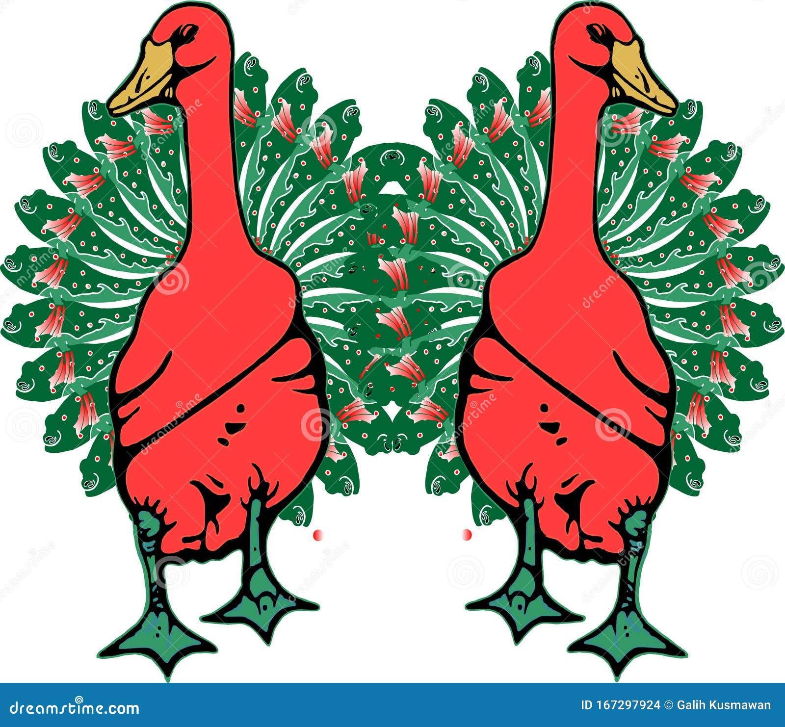 Two Cute Red Ducks and Green Frames As Background Beautiful ...