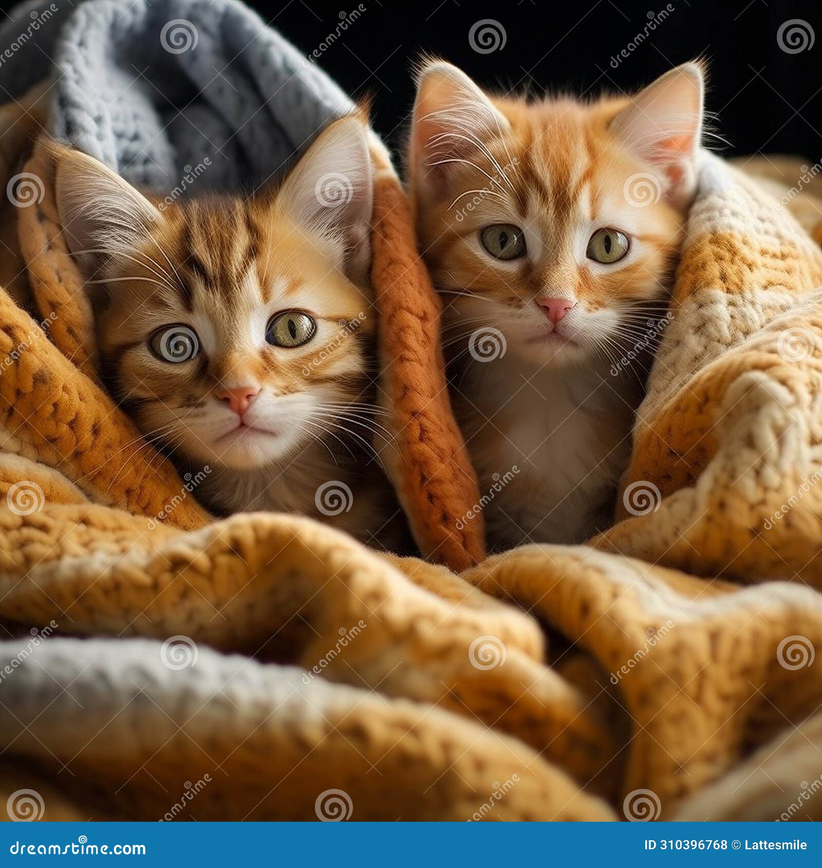 Two Cute Red Kittens Under a Warm Blanket Stock Photo - Image of ...