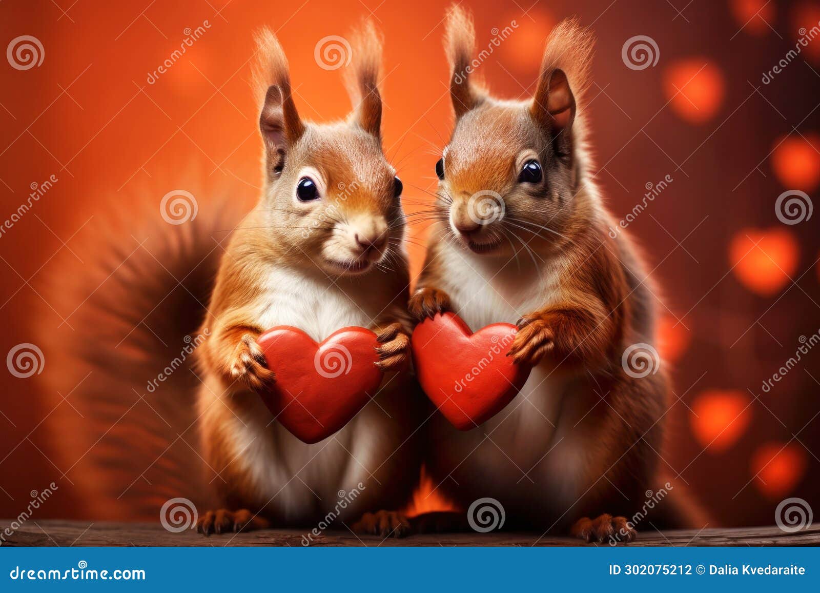 Two Cute Red Squirrels Holding a Red Heart Stock Illustration ...