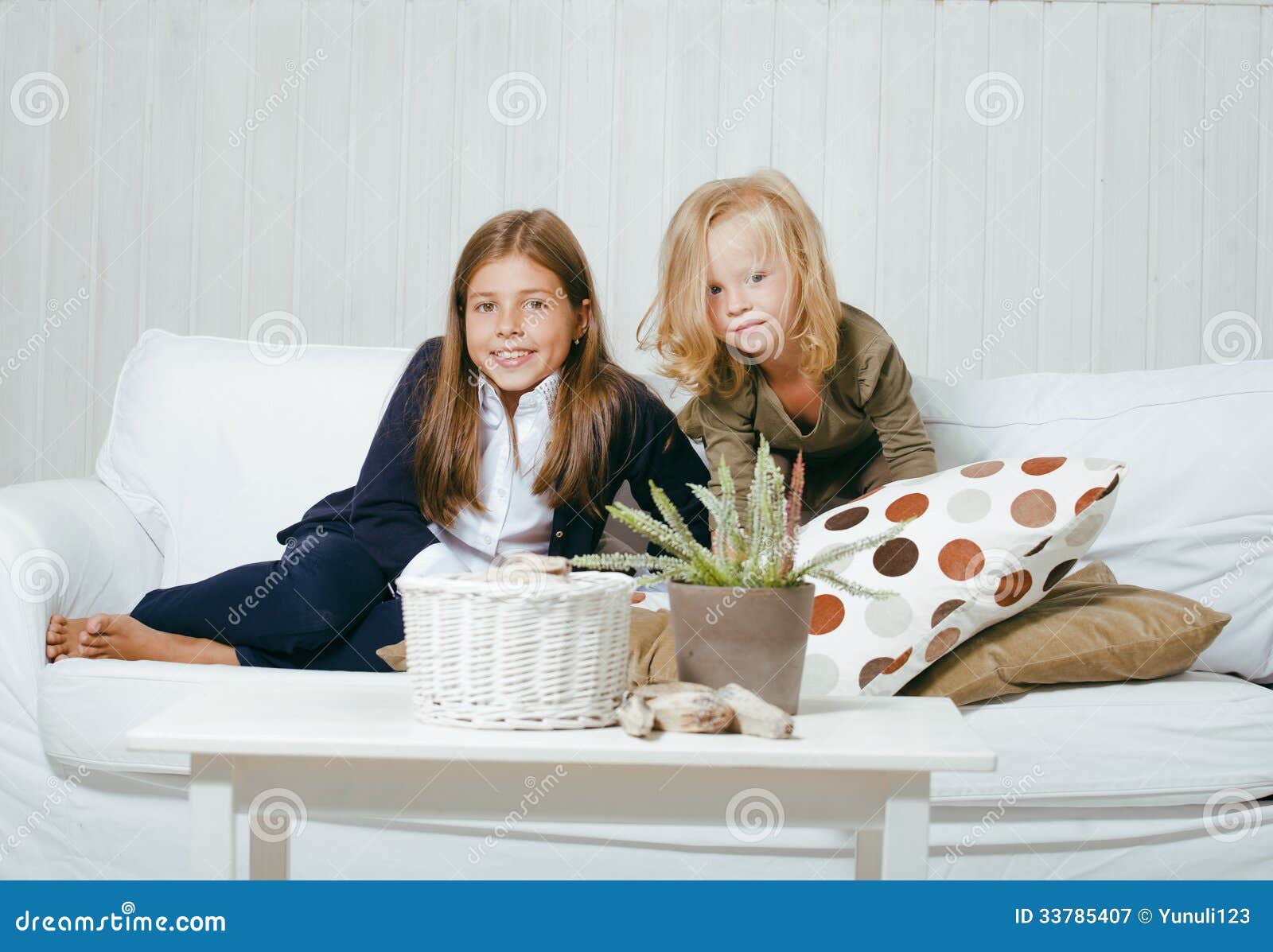 Two Cute Sisters at Home Playing Stock Image - Image of activity ...