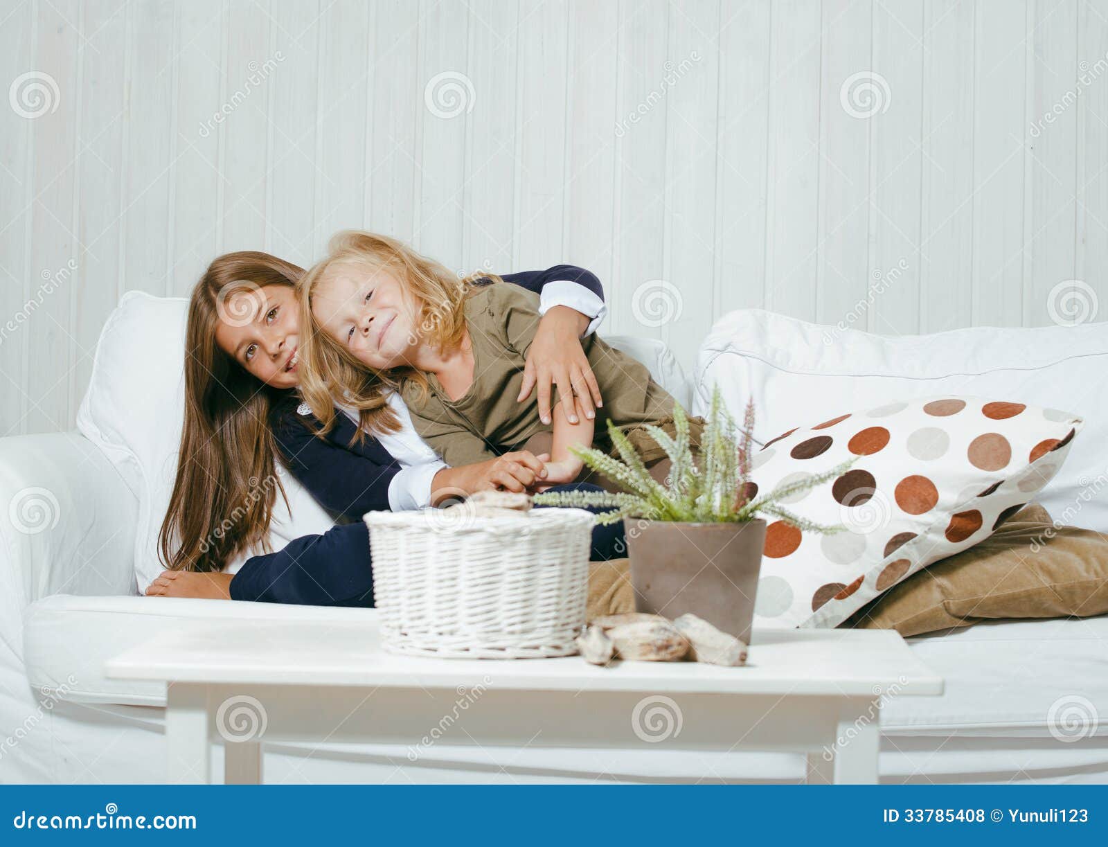 Two Cute Sisters at Home Playing Stock Photo - Image of activity ...