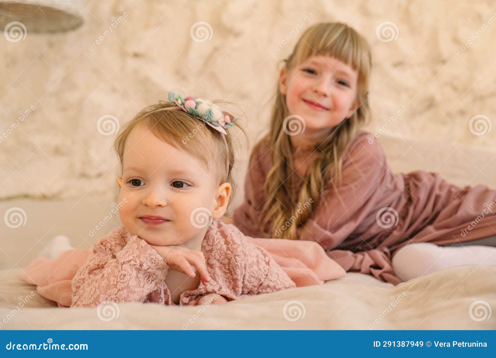 Two cute sisters portrait stock image. Image of face - 291387949