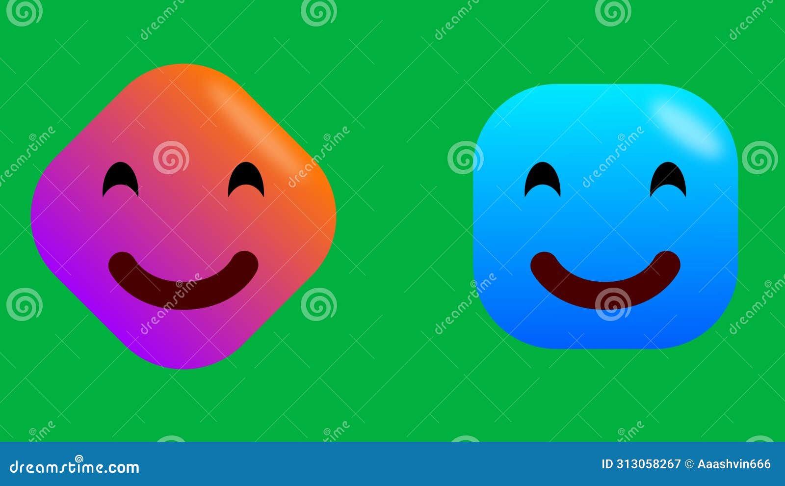 Two Cute an Smiling Emoji in Different Gradient Colours Isolated Stock ...