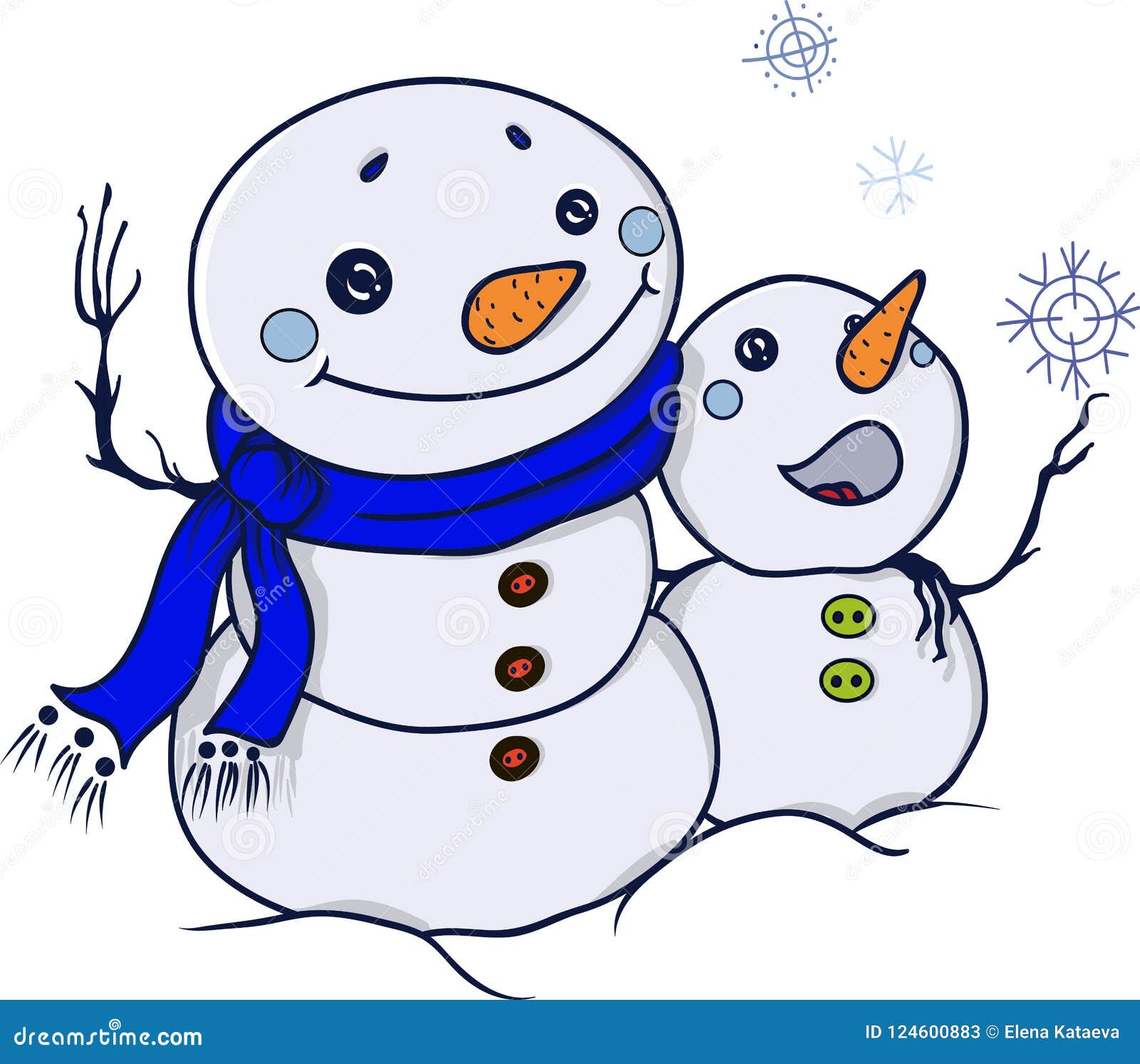 Two Cute Snowmen, Friends, Hugs Stock Vector - Illustration of couple ...