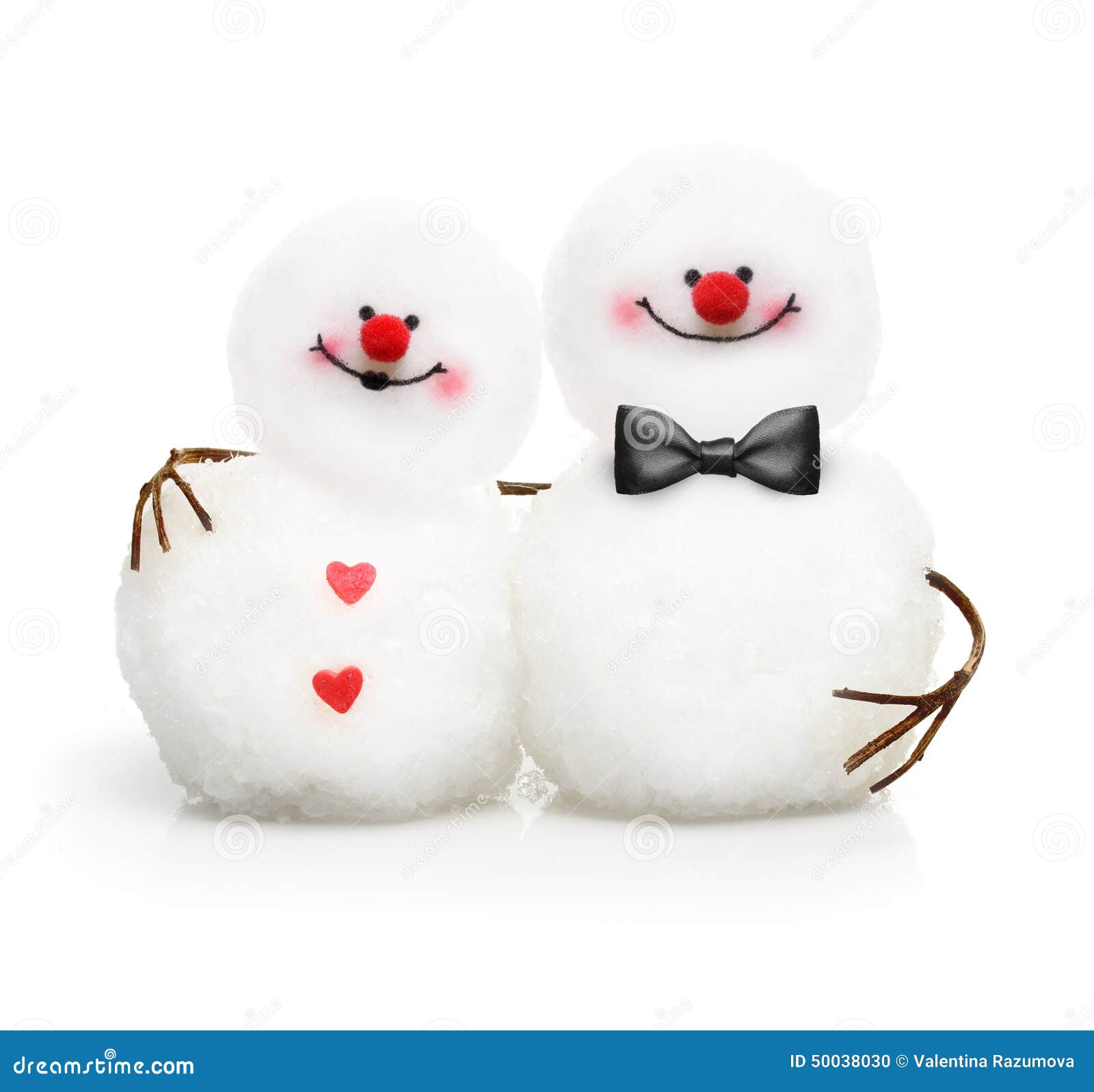 Two Cute Snowmen in Love Hugging Stock Photo - Image of christmas ...