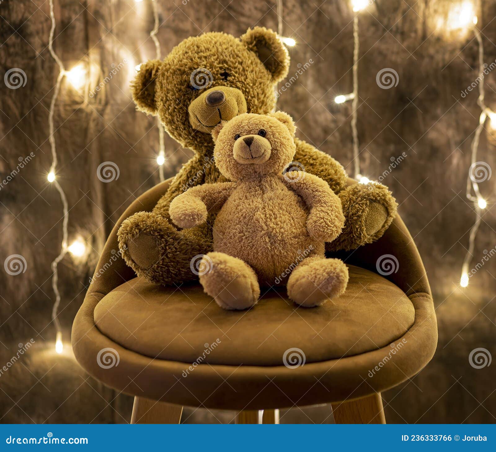 Two Cute Teddy Bear Sit on Chair Stock Photo - Image of holiday, home ...