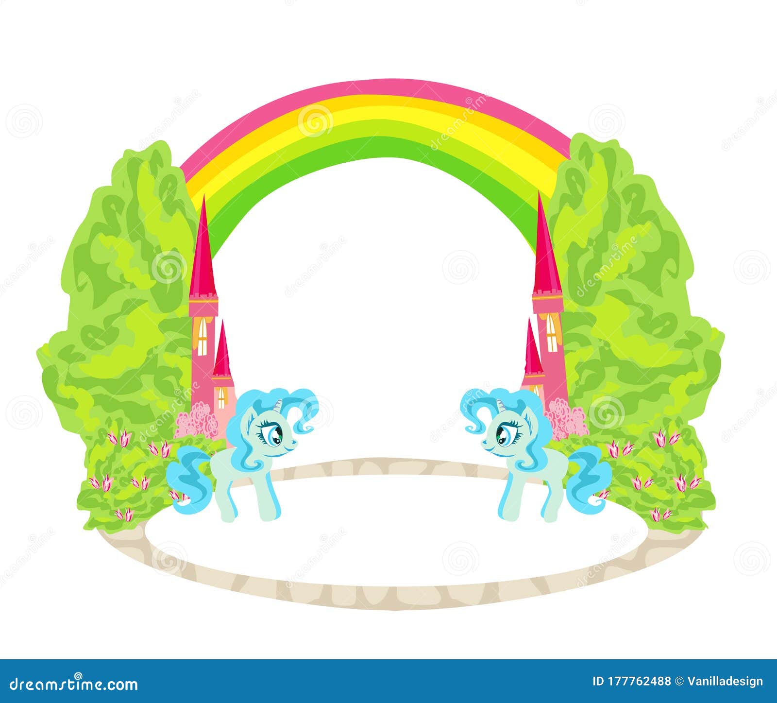Two cute unicorns - frame stock vector. Illustration of fable - 177762488