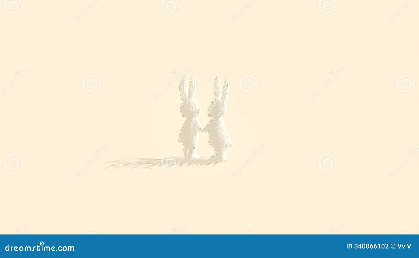 Two Cute White Bunnies Holding Hands Together Stock Illustration ...