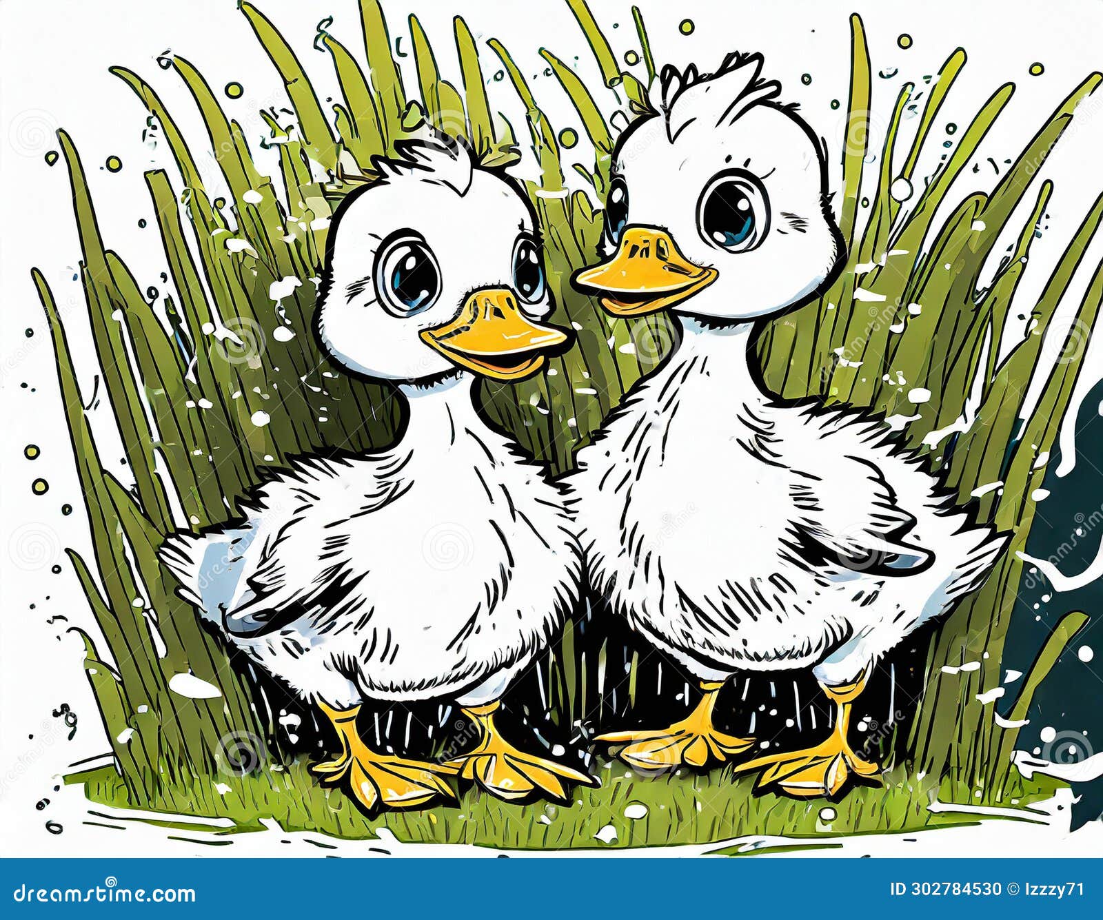 Close Up of Two Cute White Ducks Illustration Stock Illustration ...
