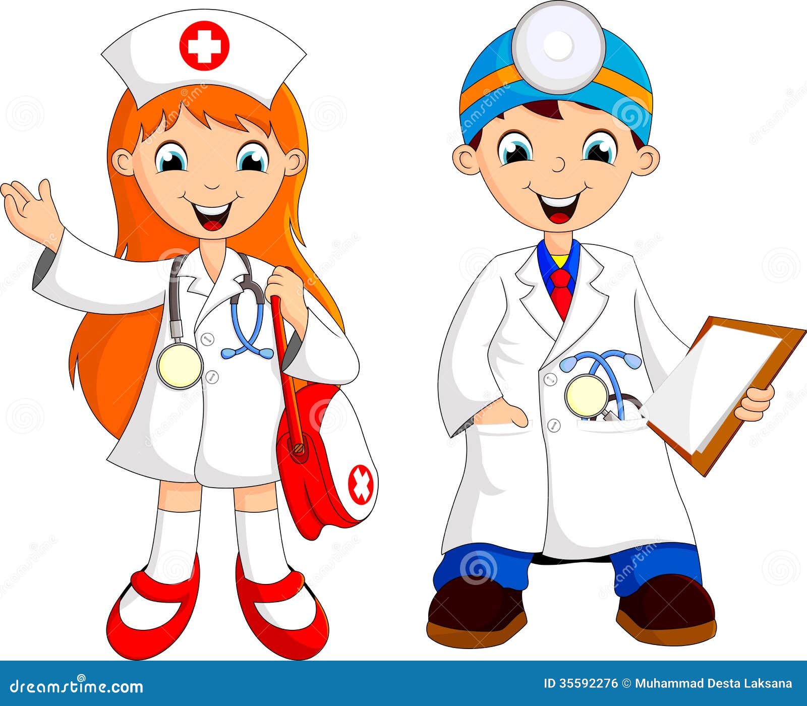 Two cute young doctor stock illustration. Illustration of medicine ...