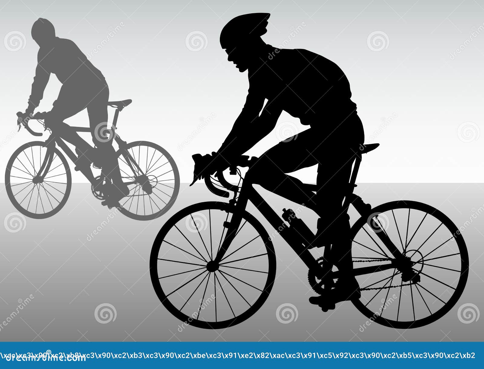 Two cyclists in motion stock vector. Illustration of group - 12999041