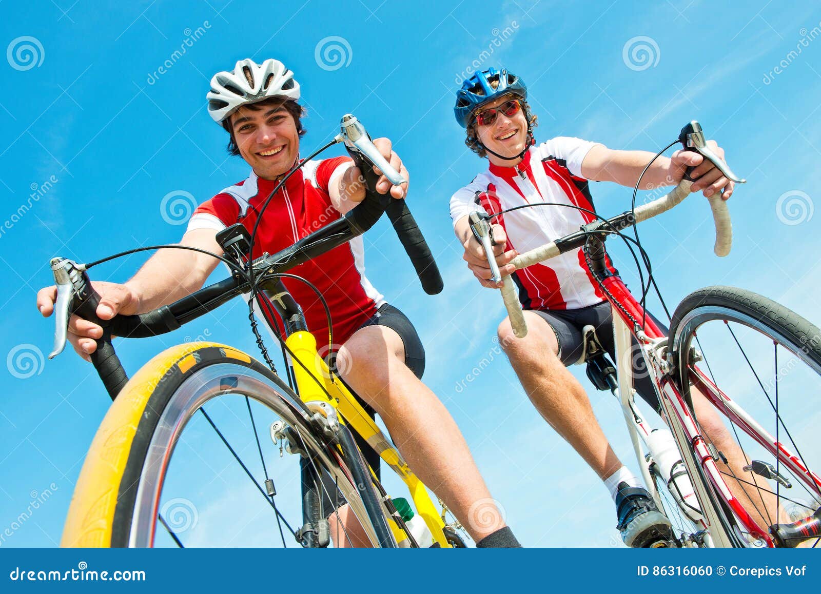 Two cyclists stock photo. Image of portrait, together - 86316060