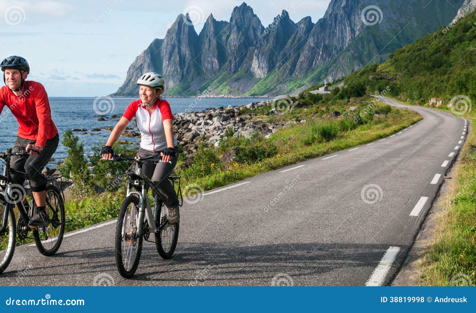 Two cyclists relax biking stock photo. Image of woman - 38819998