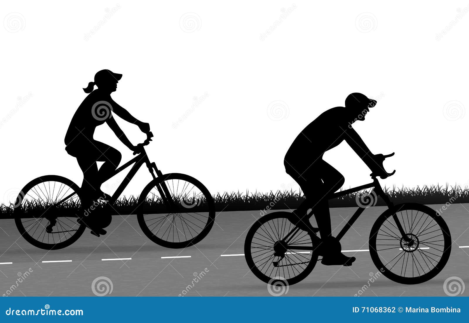 Two Cyclists Silhouette Extreme Biking Vector Illustration ...