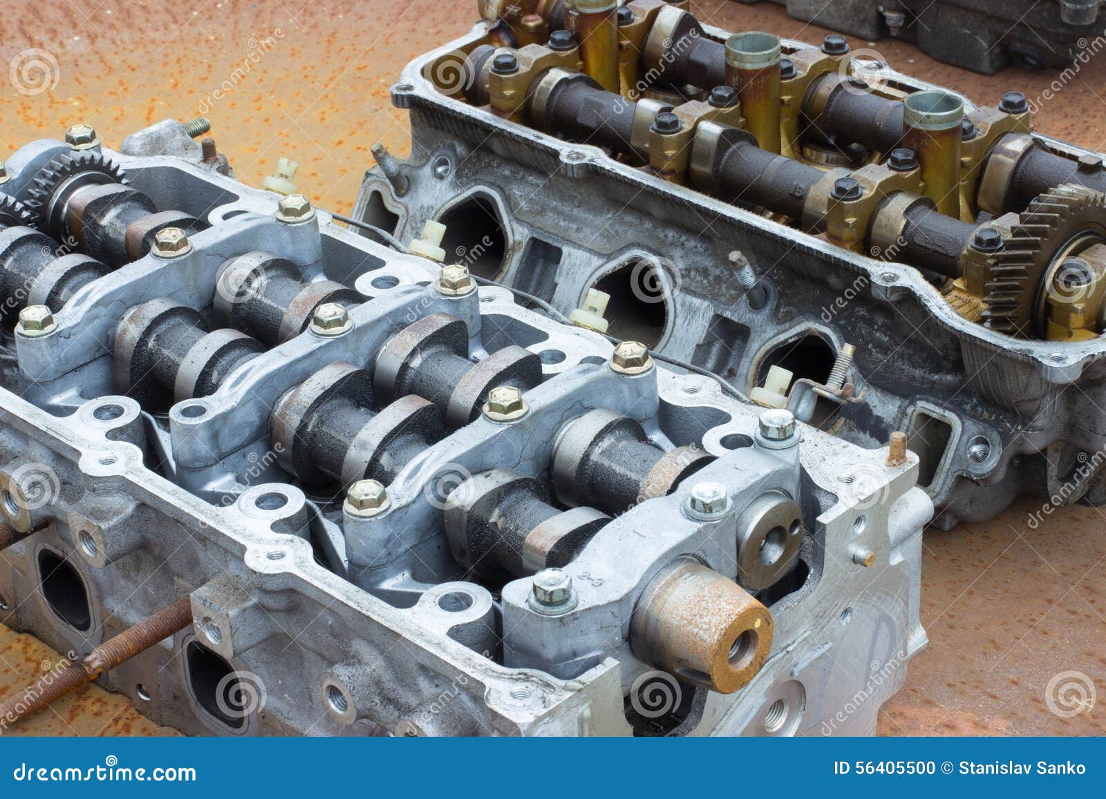 Two cylinder heads stock photo. Image of machinery, automotive - 56405500