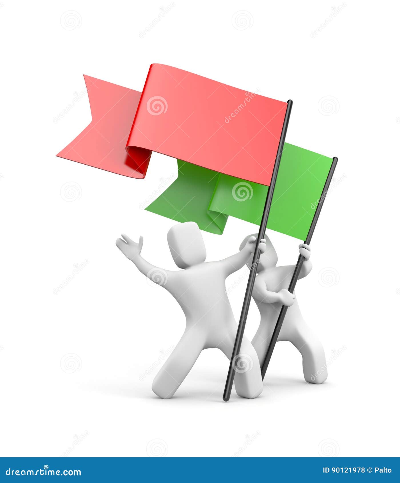 Two 3D Character with Colored Flags Stock Illustration - Illustration ...