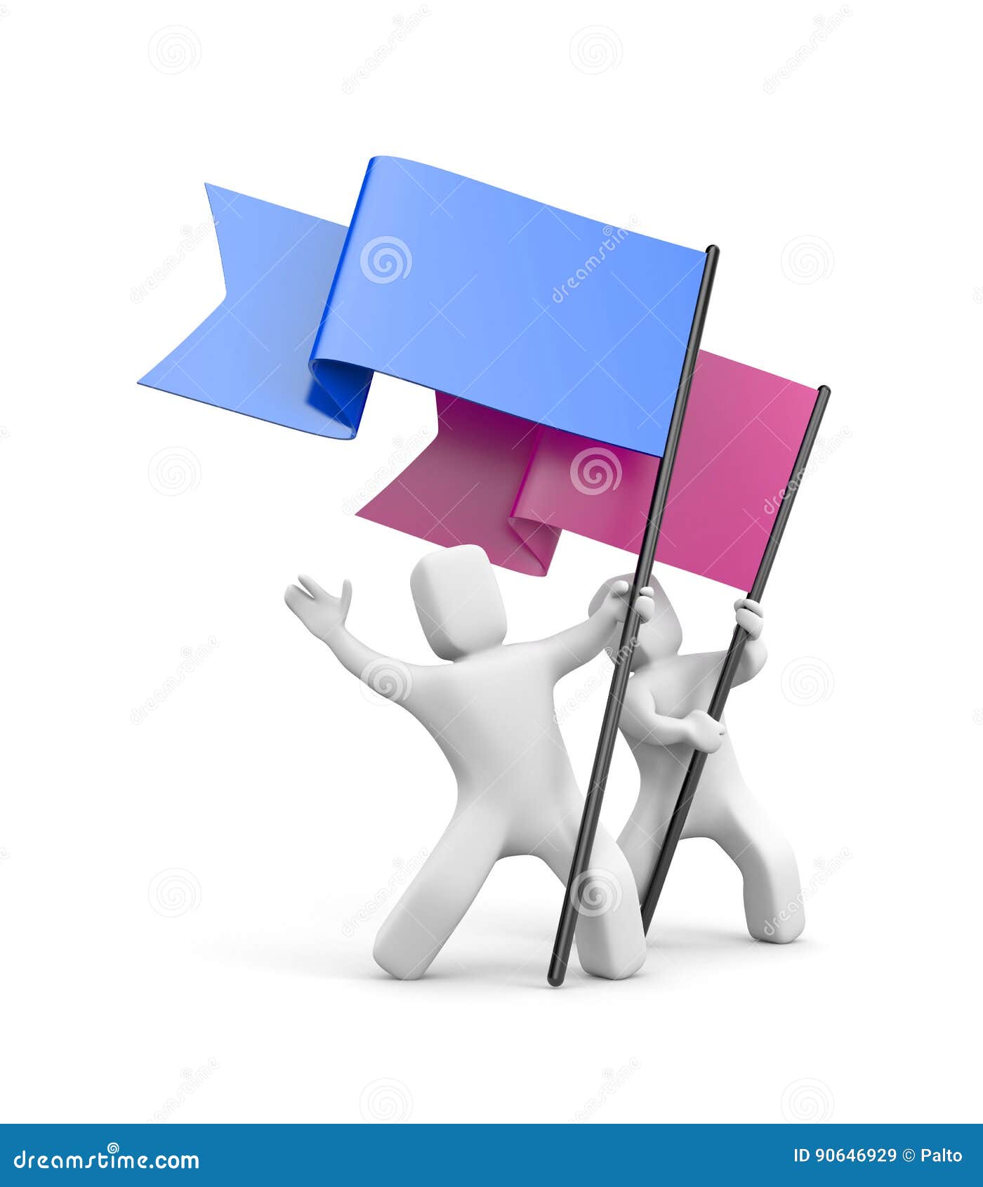 Two 3D Character with Colored Flags Stock Illustration - Illustration ...