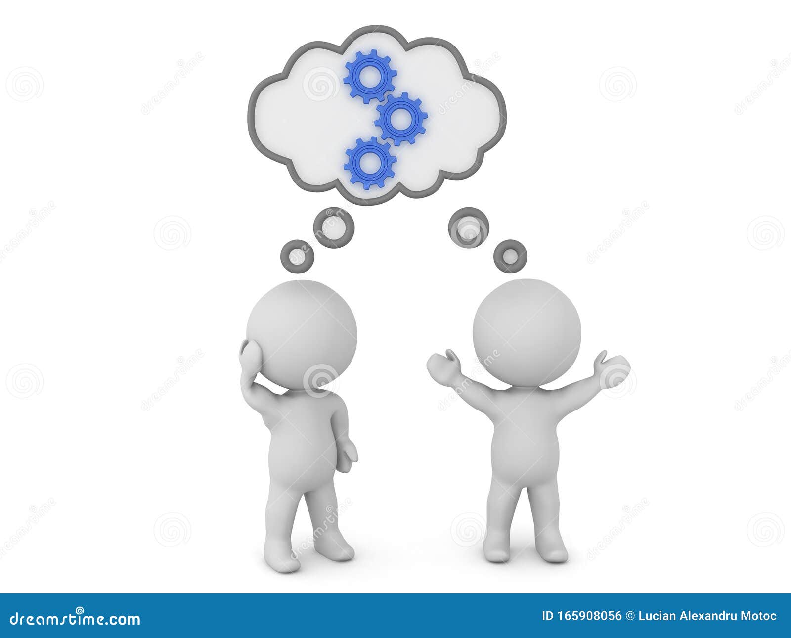 Two 3D Characters Brainstorming Together Stock Illustration ...