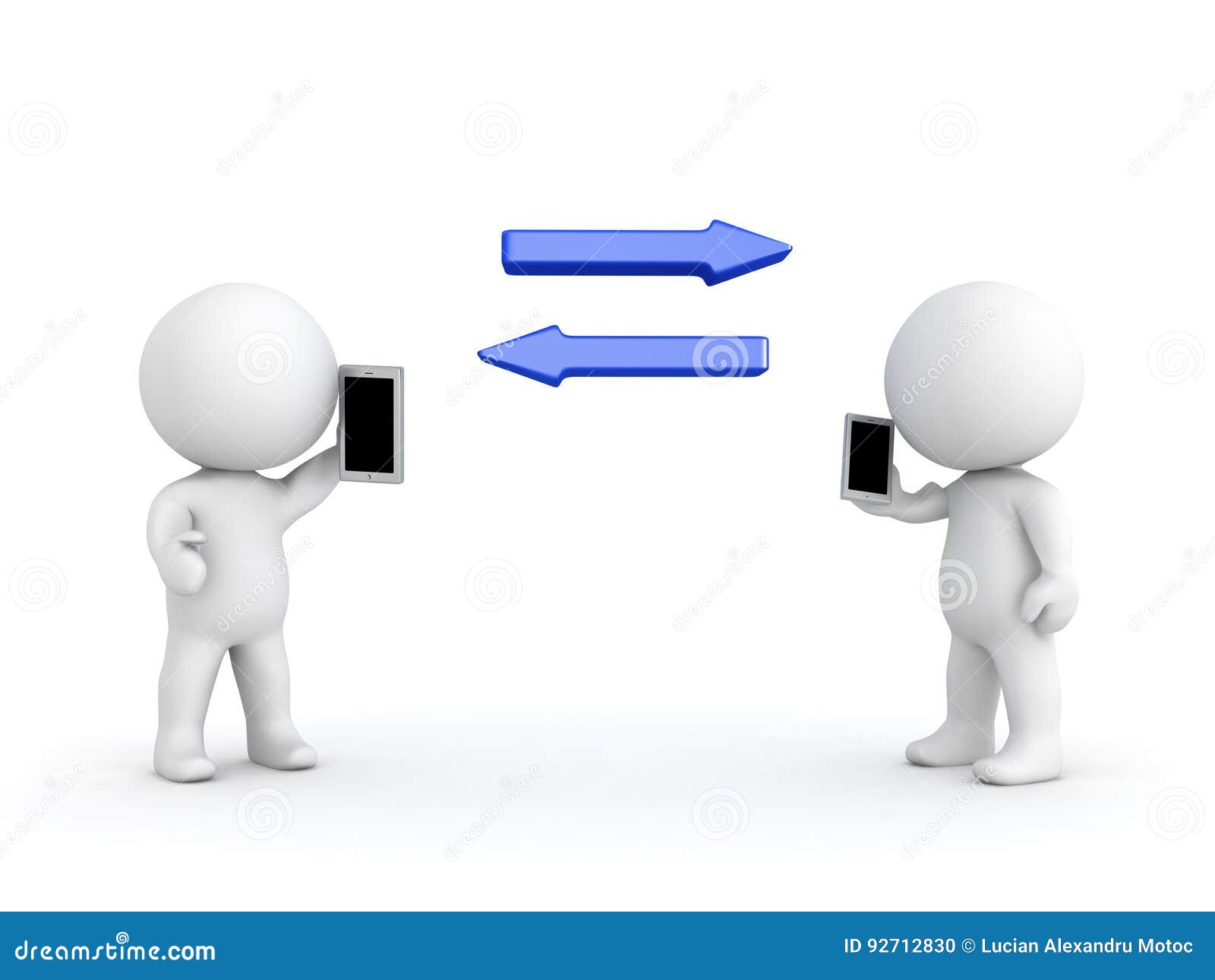 Two 3D Characters Communicating with Each Other through Phones Stock ...