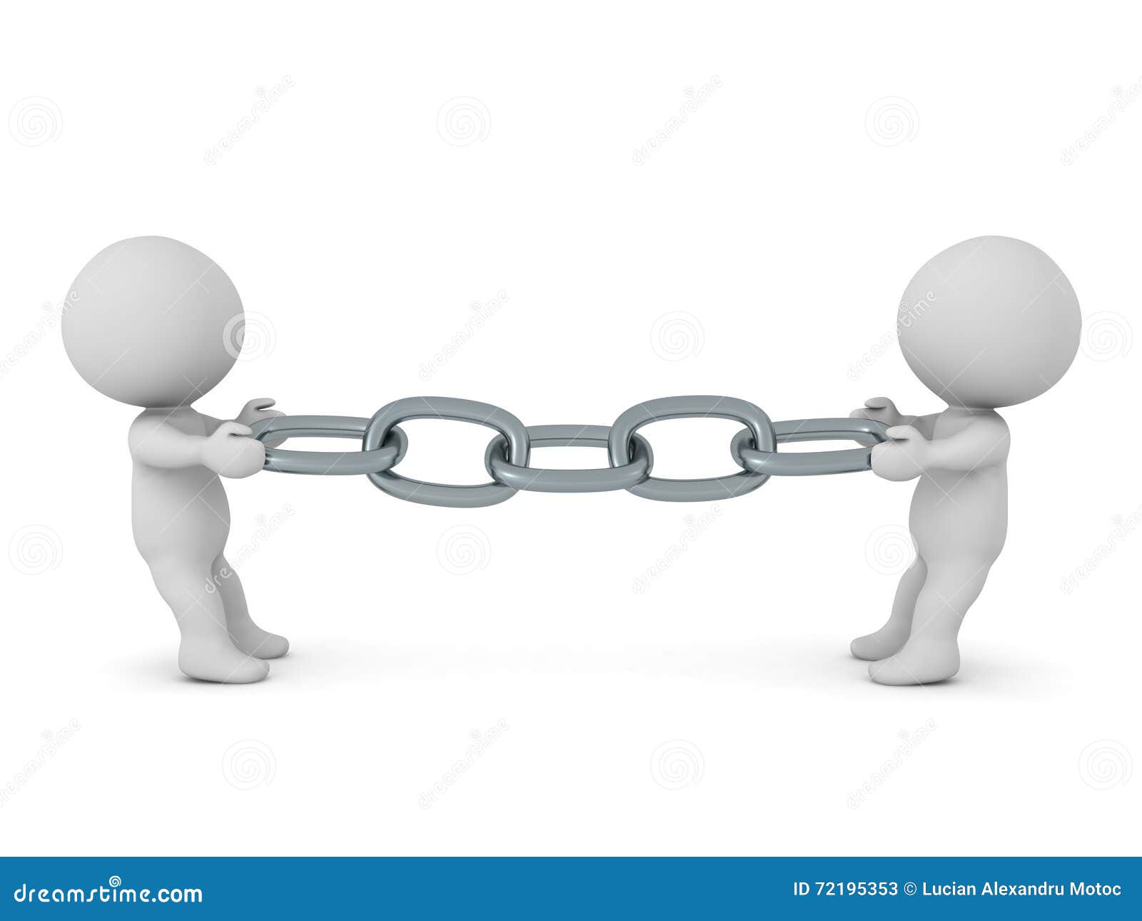 Two 3D Characters Pulling on a Chain Stock Illustration - Illustration ...