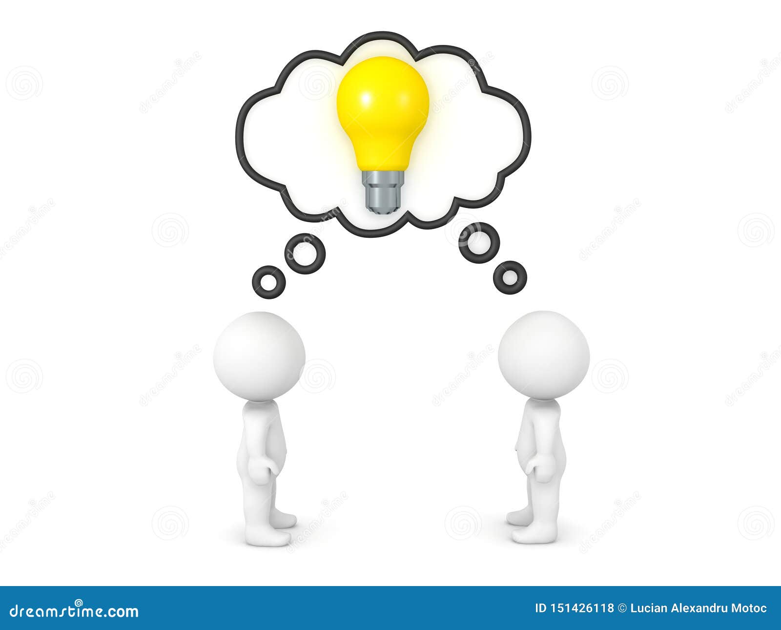 Two 3D Characters are Sharing an Idea Stock Illustration - Illustration ...