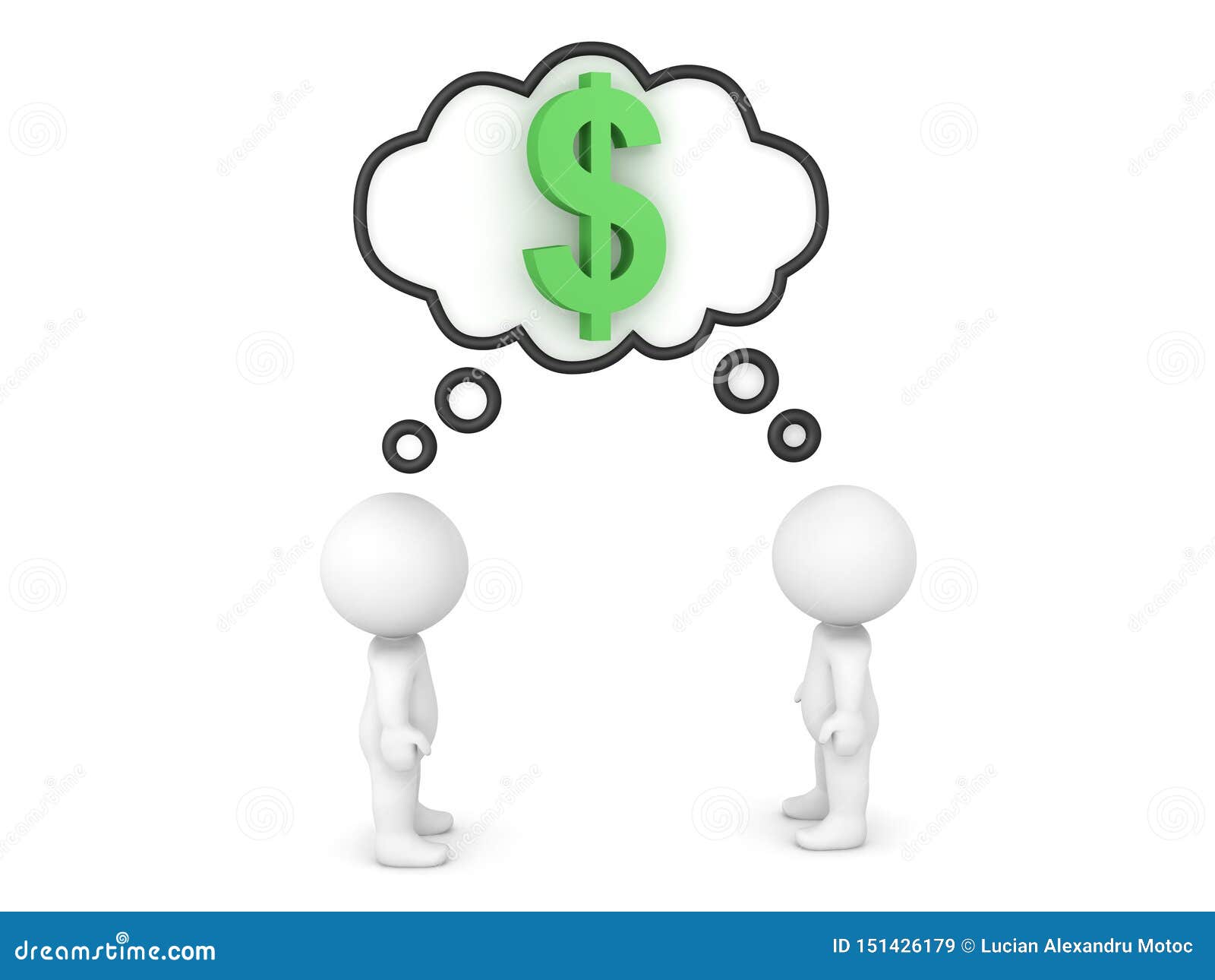 Two 3D Characters are Thinking about Money Stock Illustration ...