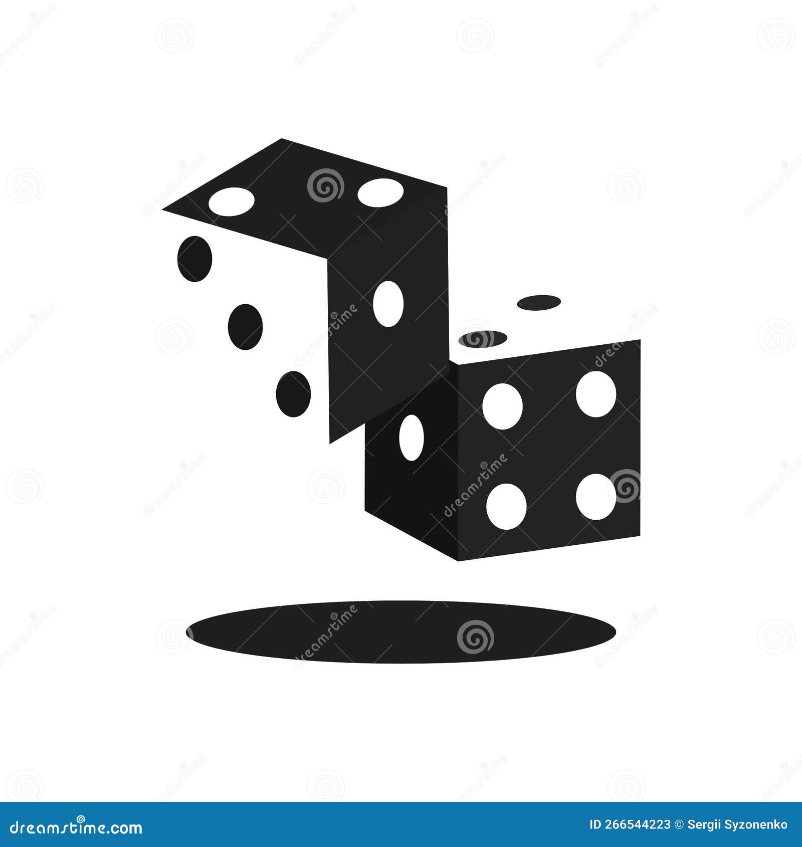 Two 3d Dice Logo Black and White Illustration in Negative Space Style ...