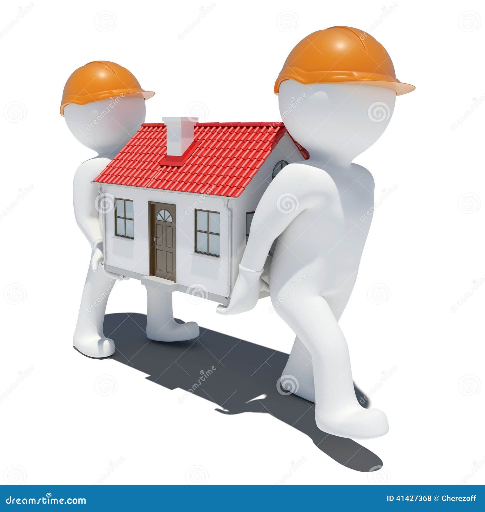Two 3d Human Carry Small White House Stock Illustration - Illustration ...