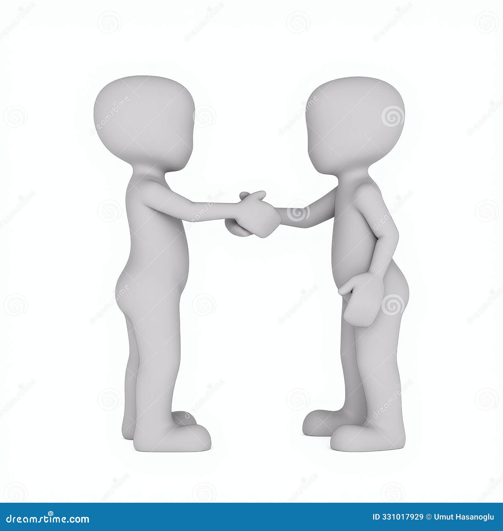 Two 3D Humanoid Figures Shaking Hands, Symbolizing Agreement and ...